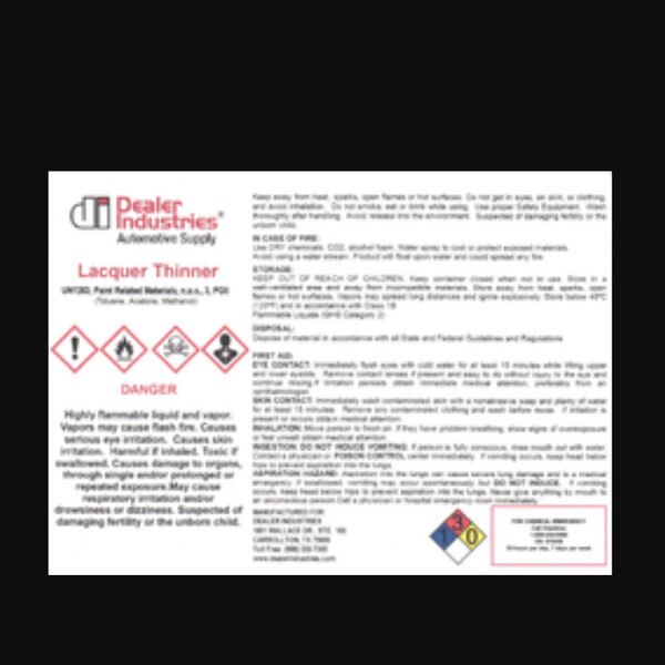 Label-Di1200 Thinner | Dealer Industries